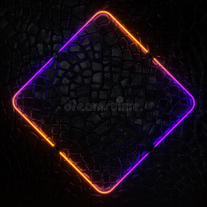 Empty Neon Sign with Illumination on Wall. 3d Illustration Stock ...