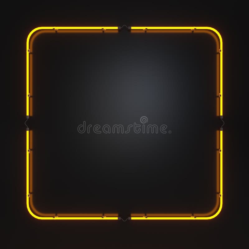Empty Neon Sign with Illumination on Wall. 3d Illustration Stock ...