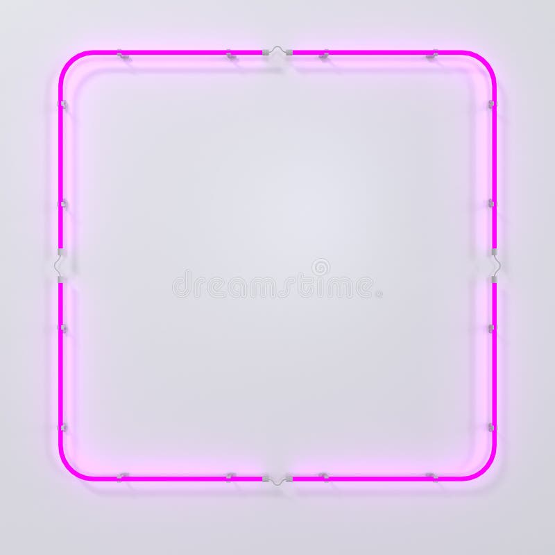 Empty Neon Sign with Illumination on Wall. 3d Illustration Stock ...