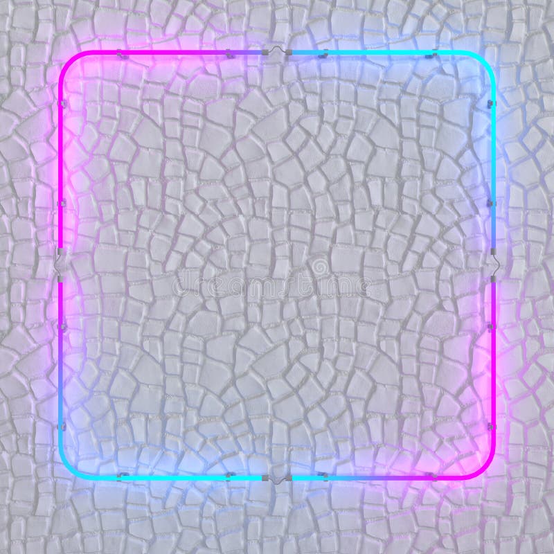 Empty Neon Sign with Illumination on Wall. 3d Illustration Stock ...