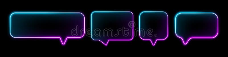 Empty Neon Speech Bubble, Chat Box Containers Stock Vector ...