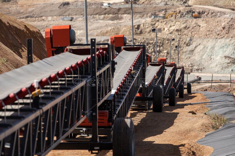 Empty Conveyor Belt Sits at a Mining Area Stock Image - Image of ...