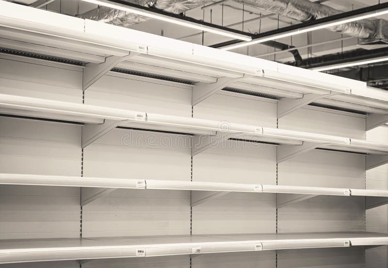 Empty New Rack Shelves in Supermarket Stock Photo - Image of work, rack ...