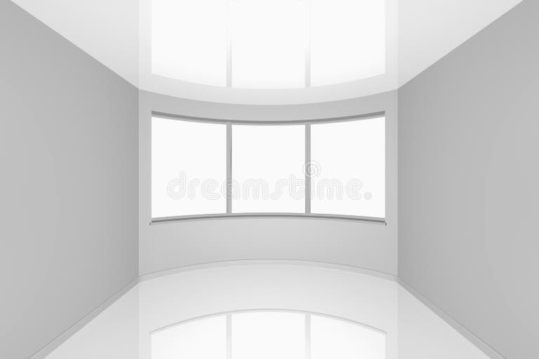 Empty New Room with a Bay Window Stock Illustration - Illustration of ...