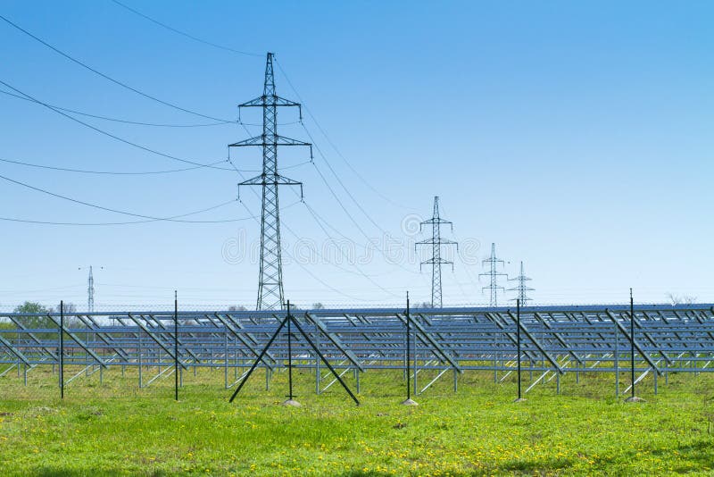 Empty new solar panel park stock image. Image of grid - 69491849