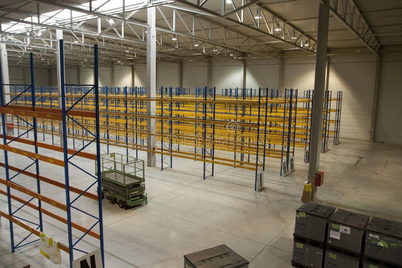 Empty New Warehouse Prepared To Start Business Stock Image - Image of ...