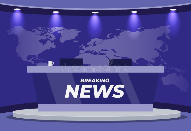 Empty News Studio Background in Flat Style. Stock Vector - Illustration ...