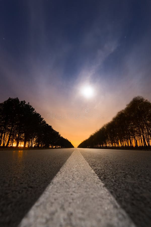 Night Asphalt Road in the City Stock Image - Image of city, avenue ...