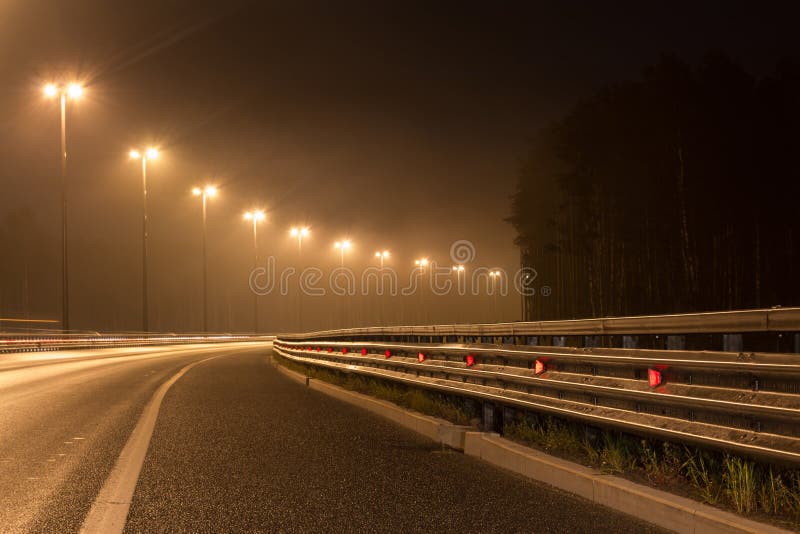 Empty Night Highway in the Leningrad Region, Russia Stock Image - Image ...