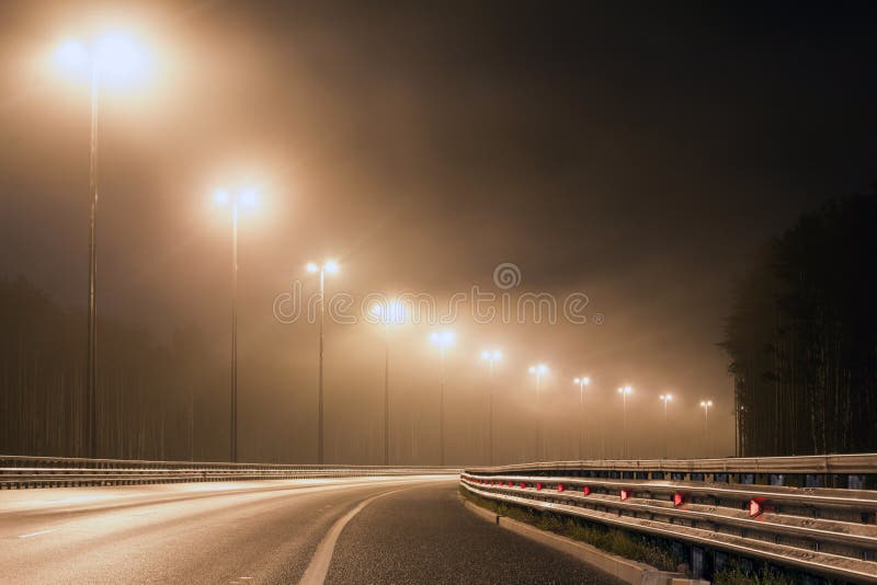 Empty Night Highway in the Leningrad Region, Russia Stock Image - Image ...