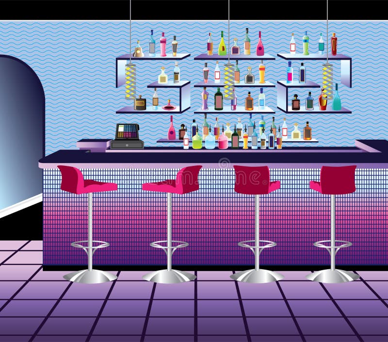 Empty Nightclub Bar Interior Design Vector Illustration Stock Vector ...