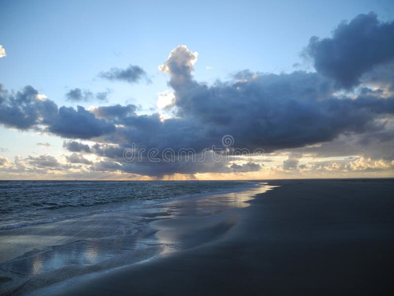 Empty North Sea Beach Landscape during Sunset Stock Photo - Image of ...