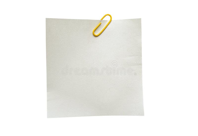 Empty Note Paper with Paper Clip on White Background with Clipping Path ...