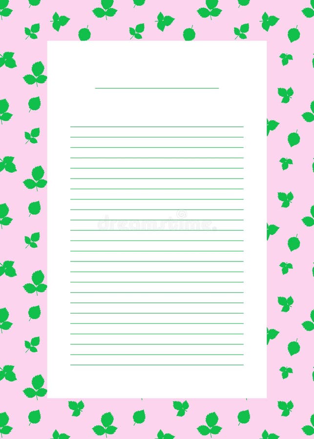 Empty Note Template Page with Lines, Natural Background Stock Vector ...