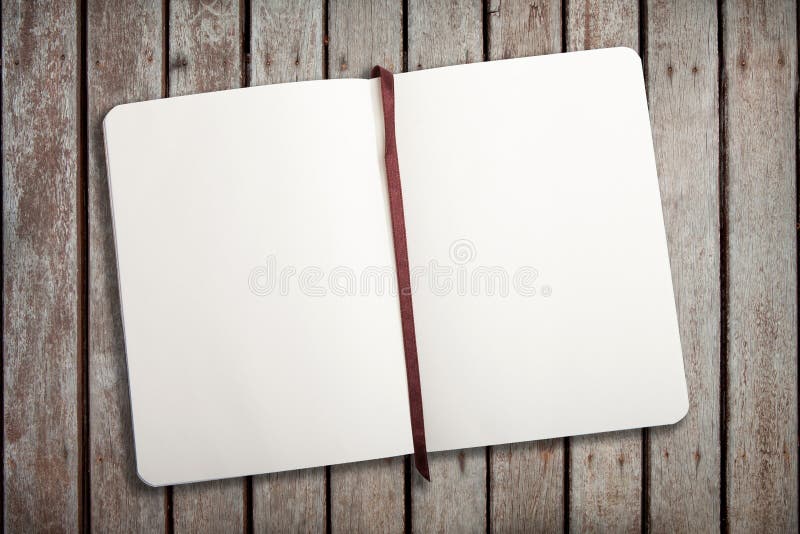 Empty Notebook with Brown Wood Background Stock Photo - Image of empty ...