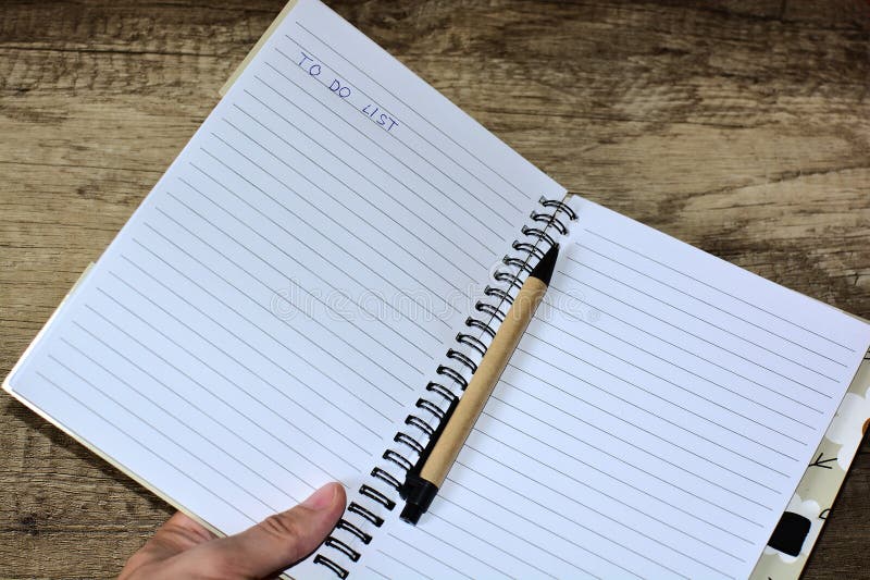 Empty Notebook Page with Hand and Pen To Do List Stock Image - Image of ...
