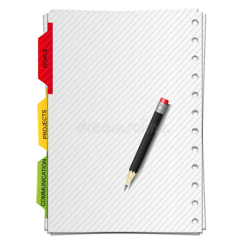 Empty Notebook Page with Pencil Stock Vector - Illustration of office ...