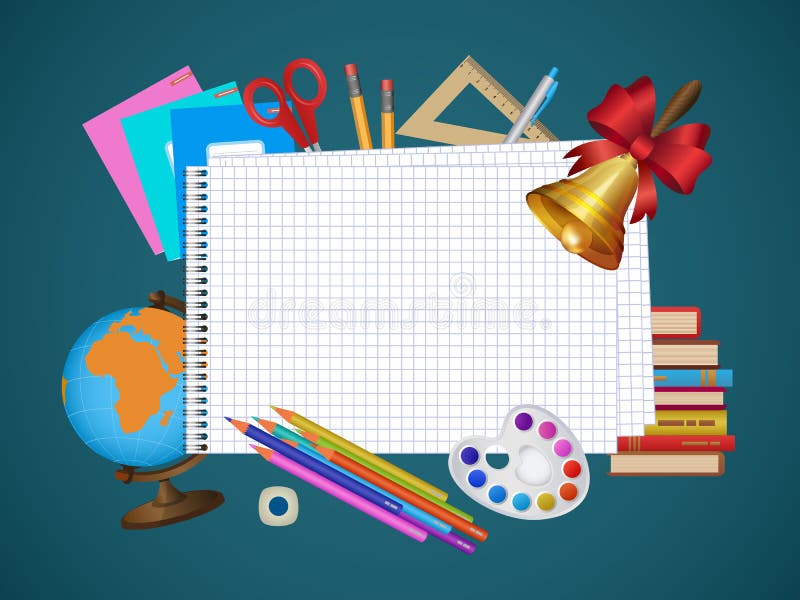 Empty Notebook Page and Student Items Banner Stock Vector ...