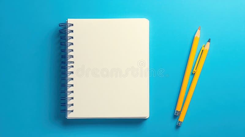 Empty Notebook and Pencil on White Background for Writing and Sketching ...