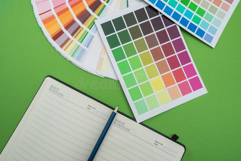 Empty Notepad with Pen Color Palette Isolated Stock Photo - Image of ...