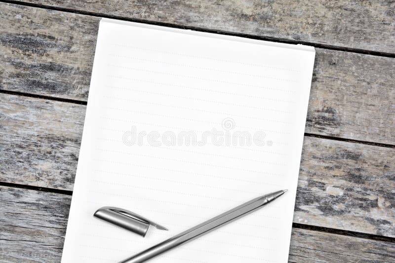 Empty Notepad with Pen on Table Stock Image - Image of advertise ...