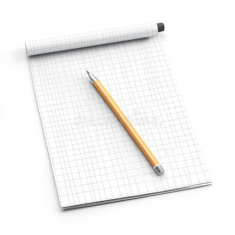 Blank Grid Notebook Paper with Pencil Stock Illustration - Illustration ...