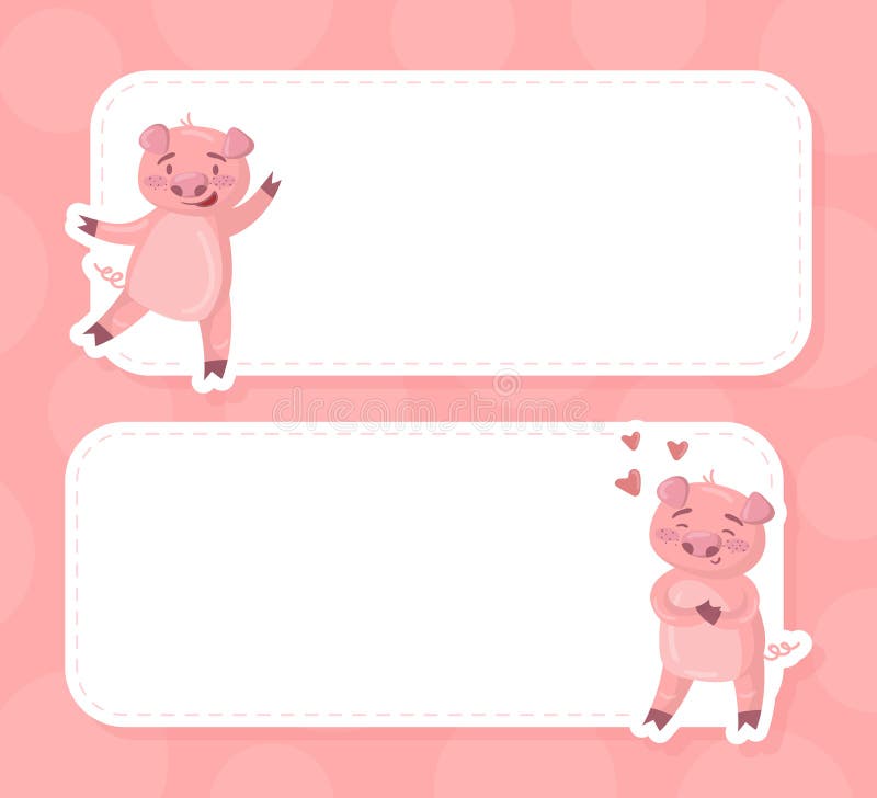 Empty Notepad Sheet with Funny Pig Character Vector Template Stock ...