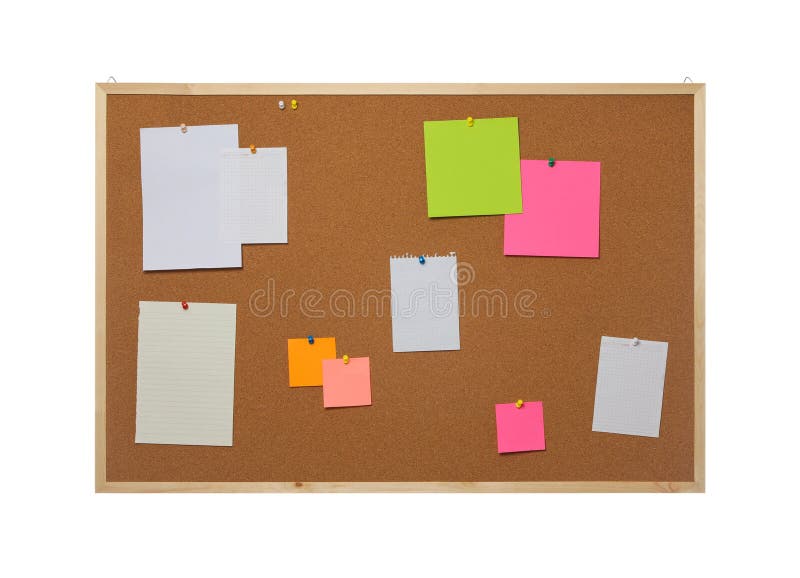Empty Notes Pinned To Cork Board on White Background Stock Photo ...