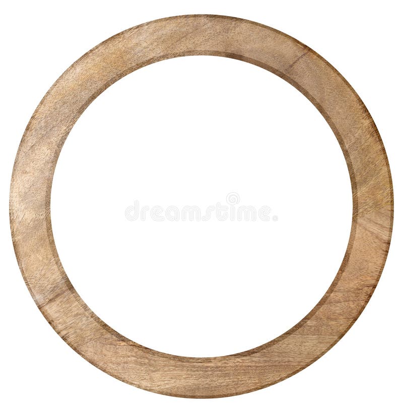 Empty Oak Round Frame for Photos and Drawings on Isolated Background ...