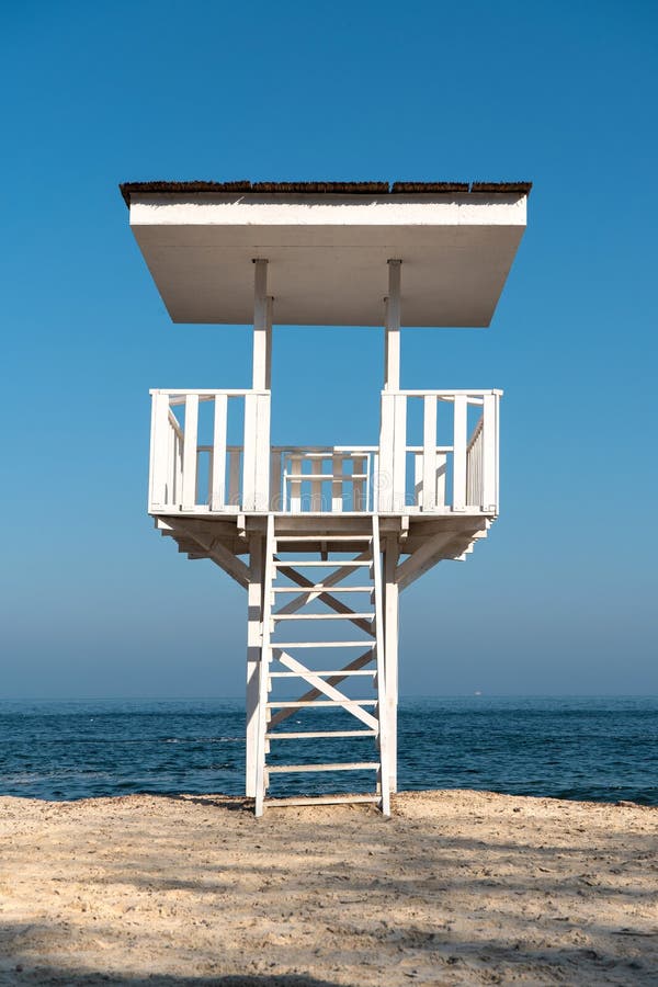 Empty Observation Tower on the Beach Stock Photo - Image of rescue ...