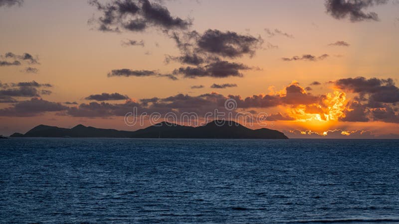 Empty Ocean with Mountains in the Background Stock Image - Image of ...