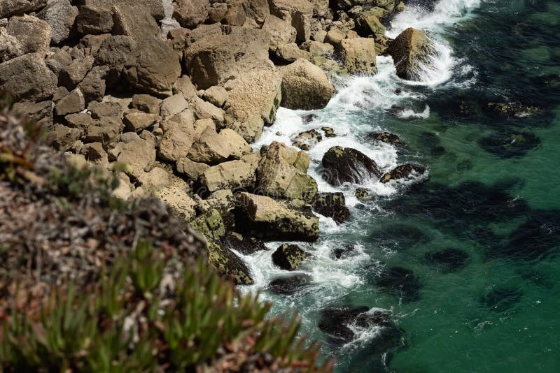 Empty Ocean View from Above, Portugal, Nazare Stock Photo - Image of ...