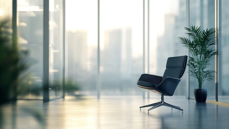 Empty Office Background with Defocused Architecture and Armchair, Ideal ...