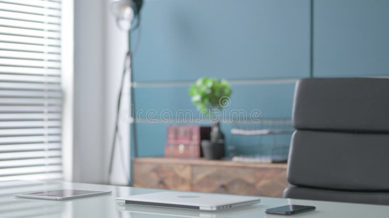 Empty Office with Closed Laptop on Tablet Stock Image - Image of ...