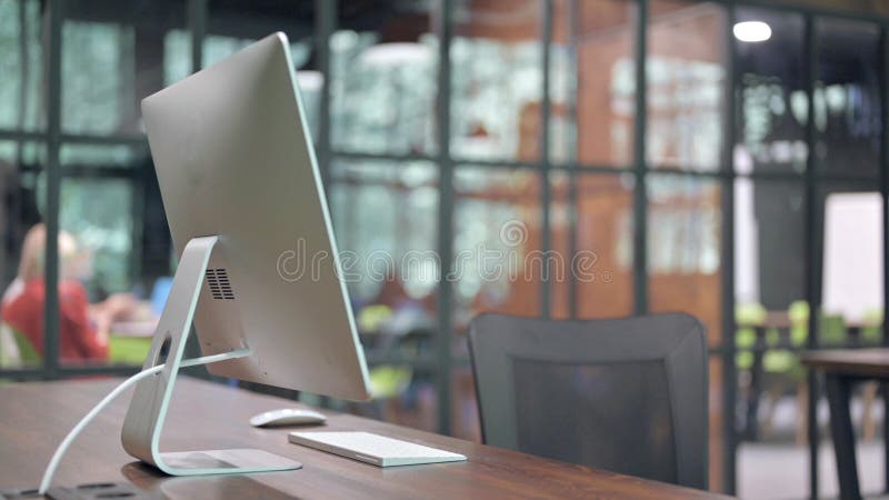 Empty Office with Computer on Table Stock Image - Image of beard ...