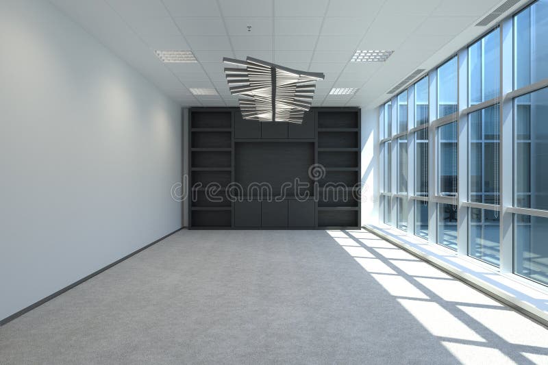 Empty Office in Corporate Budiling with Glass Stock Illustration ...