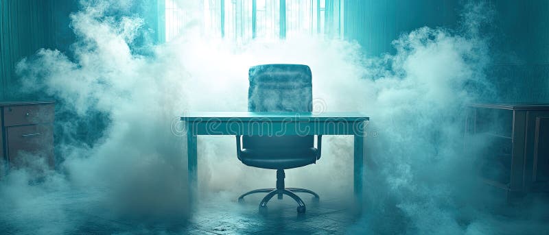 Empty Workspace Surrounded by Smoke Stock Illustration - Illustration ...