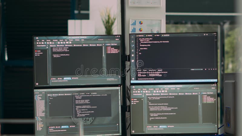It Office with Multiple Monitors Showing Critical Error Message Flashing on Screens Stock ...