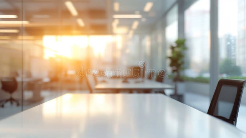 Empty Office Desk with Sunlit Background Stock Illustration ...
