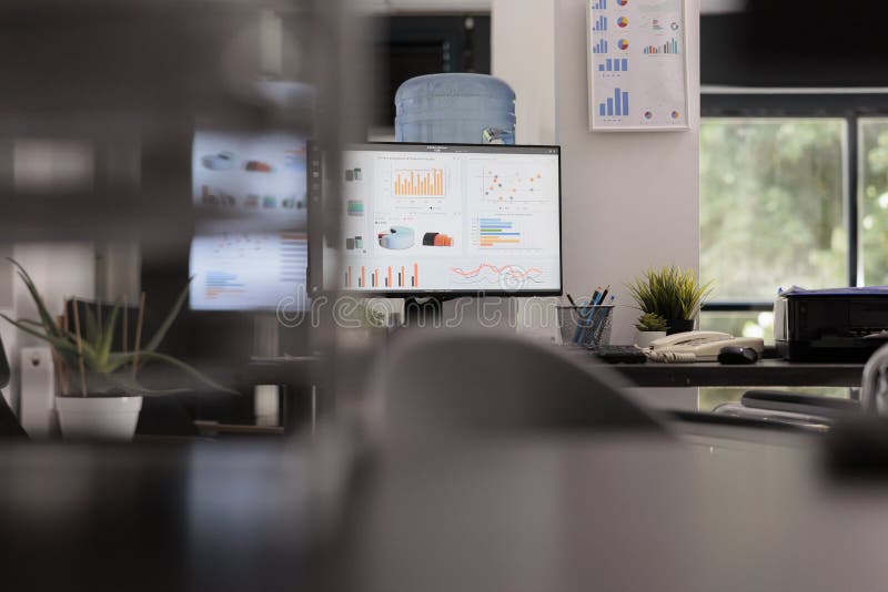 Empty Office Desktop Computer Showing Corporate Software Stock Image ...