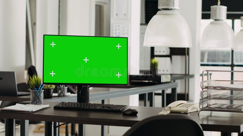 Empty Office with Greenscreen on Display Stock Footage - Video of ...