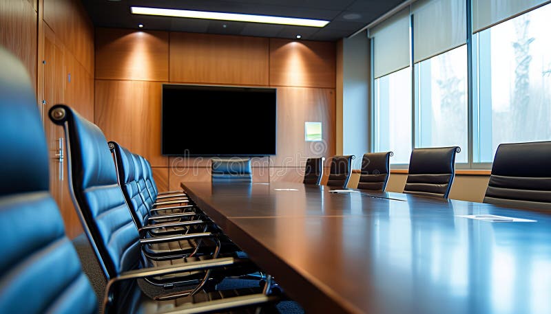 Empty Office Meeting Room with Sticky Note on Mirror. Stock ...
