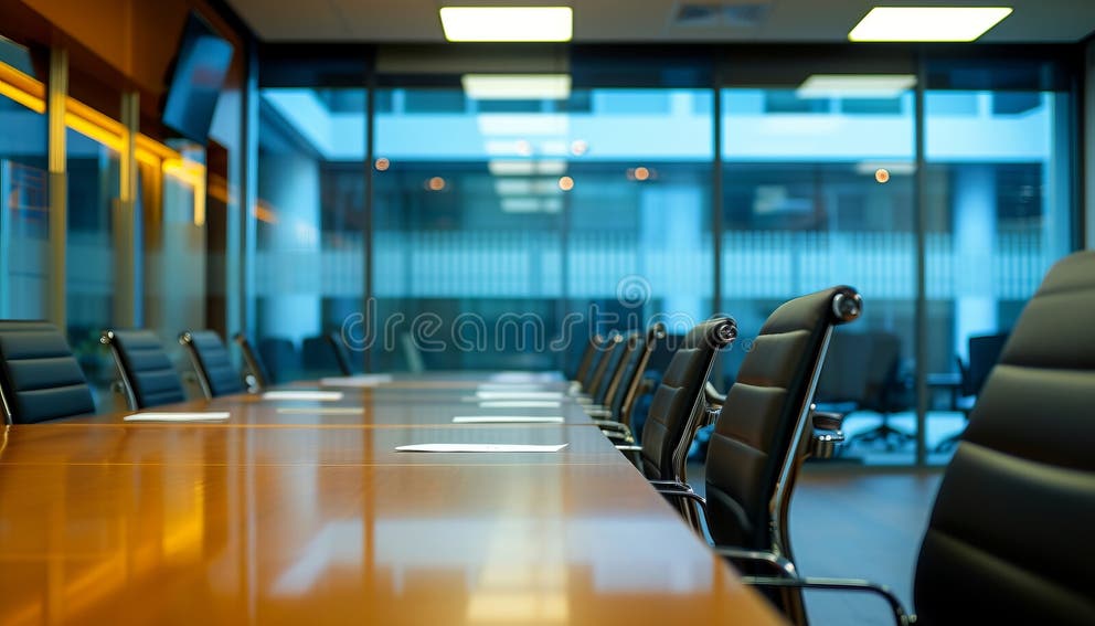 Empty Office Meeting Room with Sticky Note on Mirror. Stock ...