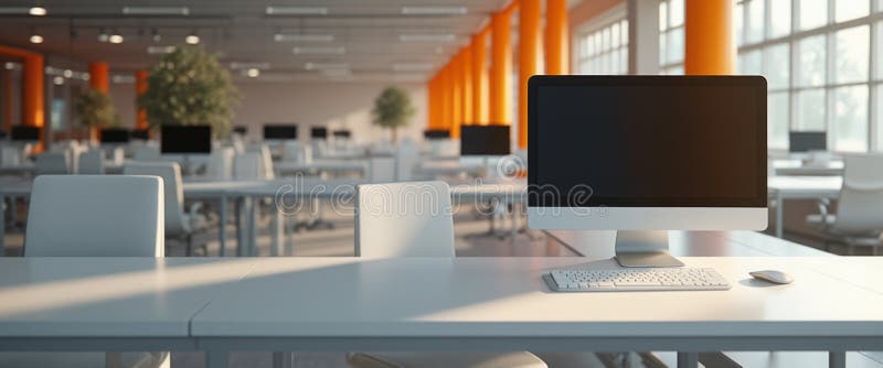 Empty Office with Modern Computers Stock Photo - Image of organized ...