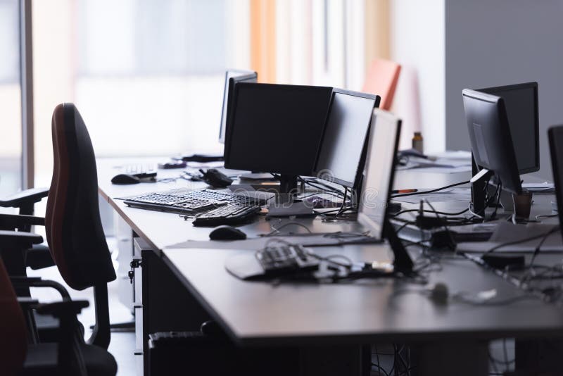 Empty Office with Modern Computers Stock Photo - Image of indoor ...