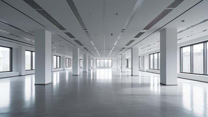 Empty Office, Modern Corporate Open Office in Minimalist Modern Design ...