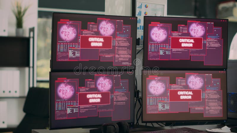 It Office with Multiple Monitors Showing Critical Error Message ... It Office with Multiple Monitors Showing Critical Error Message ...