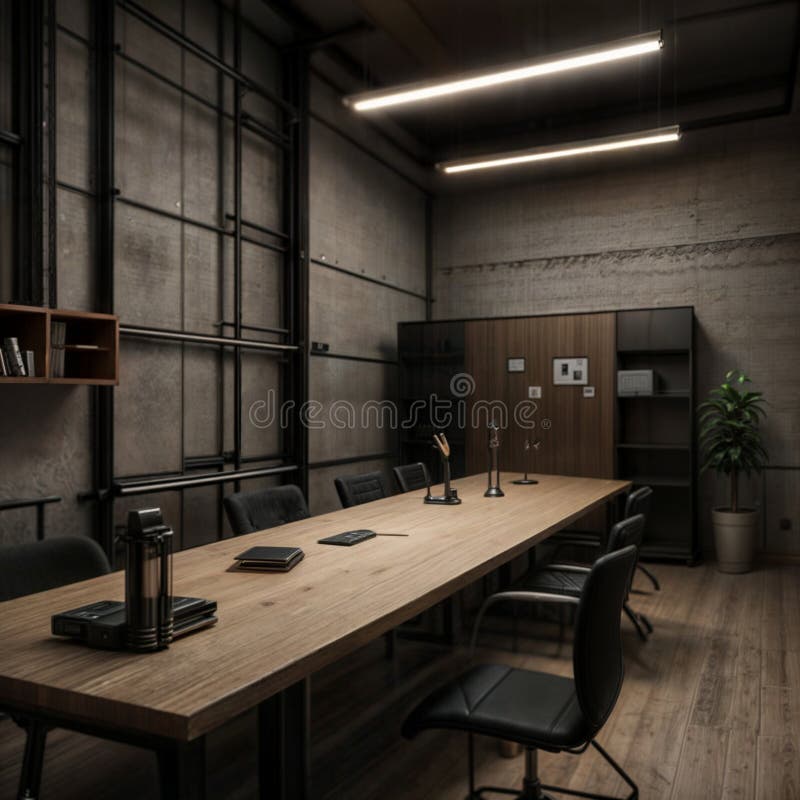 Empty Office for Negotiations. Long Table with Chairs. in Scandinavian ...