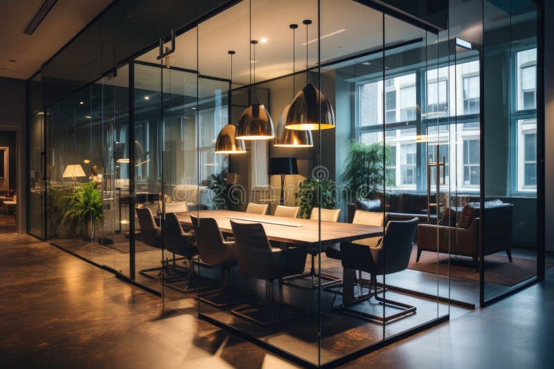 Empty Office, No People in Meeting Room. Generative AI Stock Illustration - Illustration of room ...