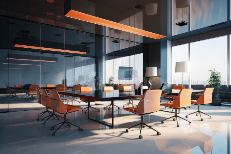 Empty Office, No People in Meeting Room. Generative AI Stock Illustration - Illustration of ...